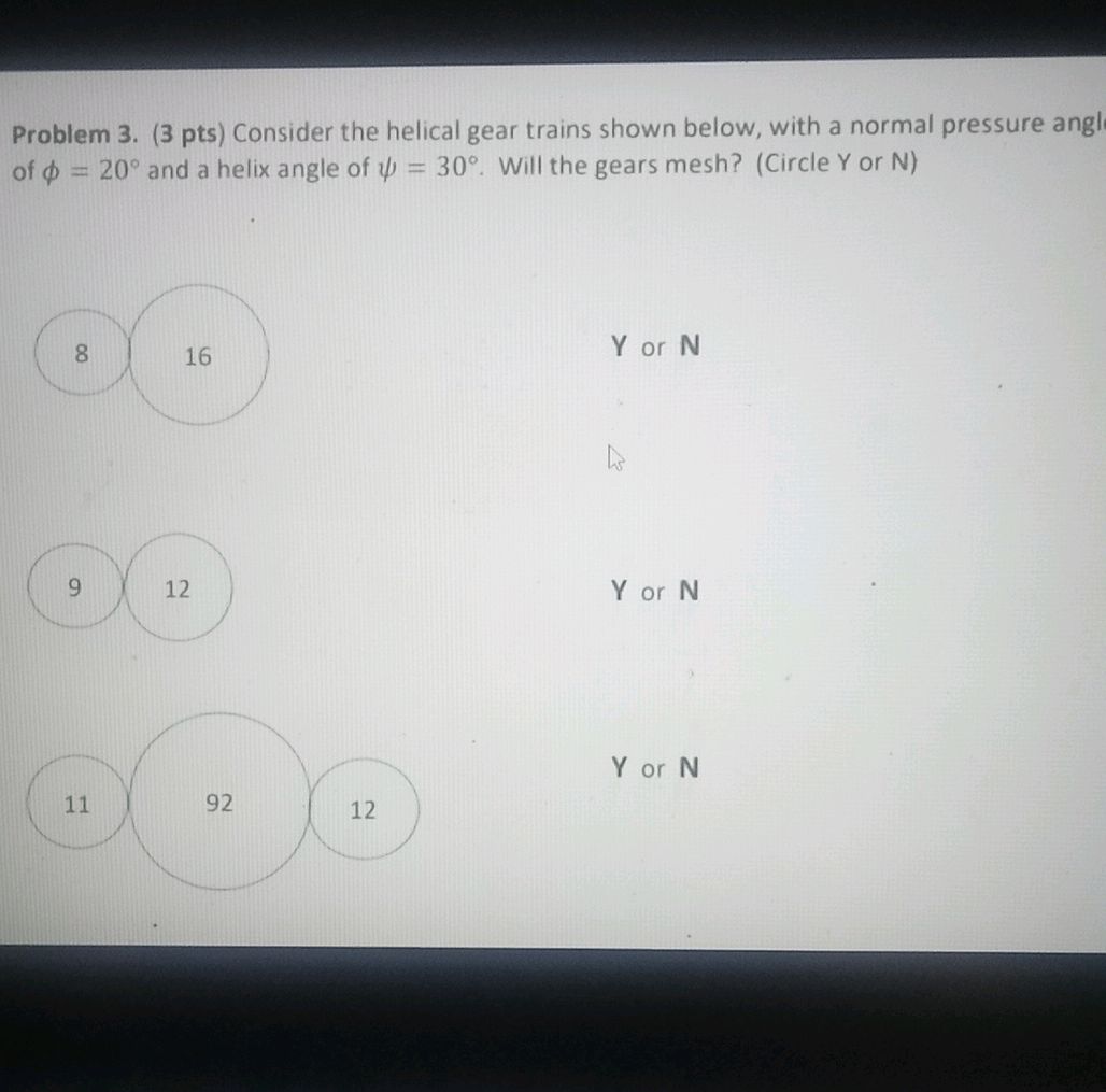 Problem 3. (3 pts) Consider the helical gear | StudyX