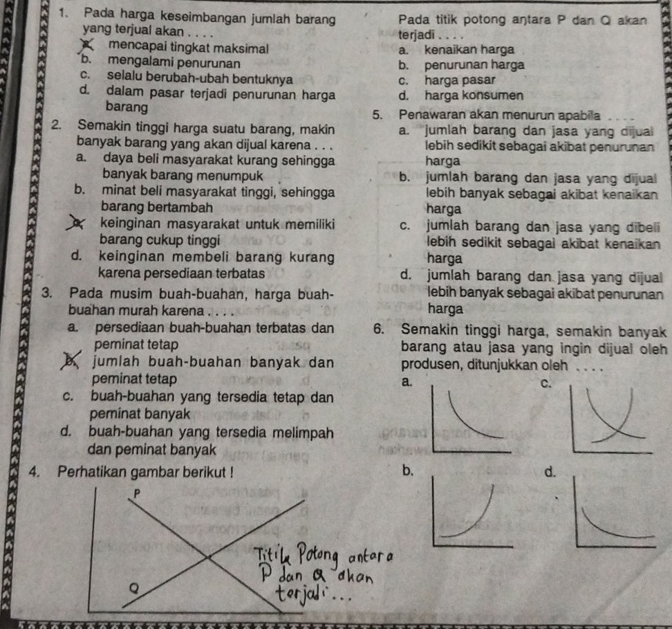 1. Pada harga keseimbangan jumlah barang | StudyX