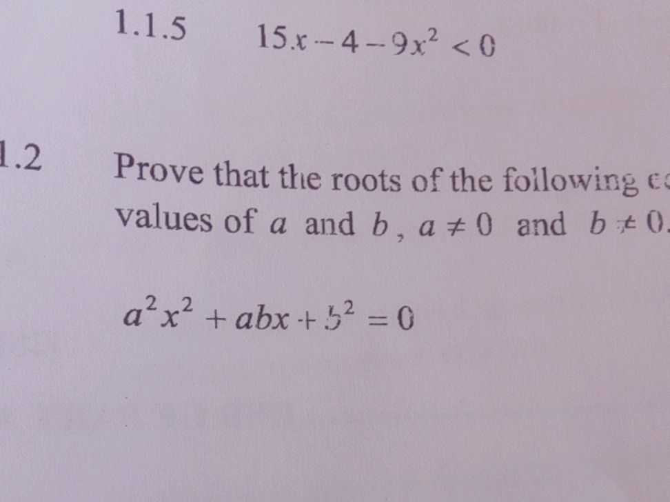 1. 1. 5 $15x - 4 - 9x^2