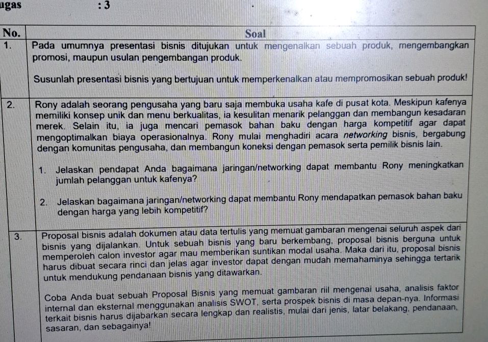 1. Susunlah presentasi bisnis yang | StudyX