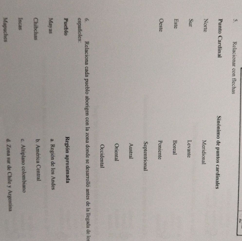 5. Relacionar con flechas Punto Cardinal | | StudyX