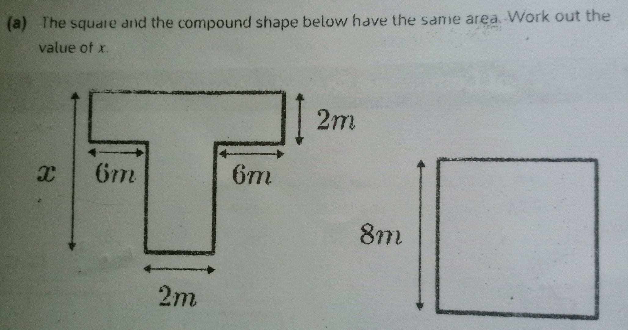 (a) The square and the compound shape below | StudyX