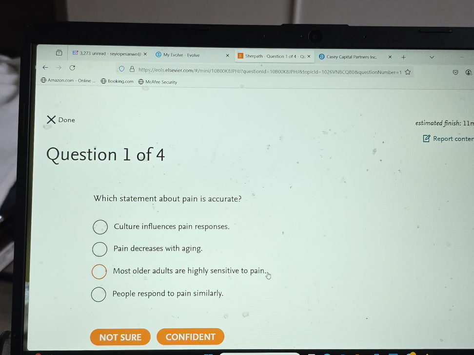 Question 1 of 4 Which statement about pain | StudyX