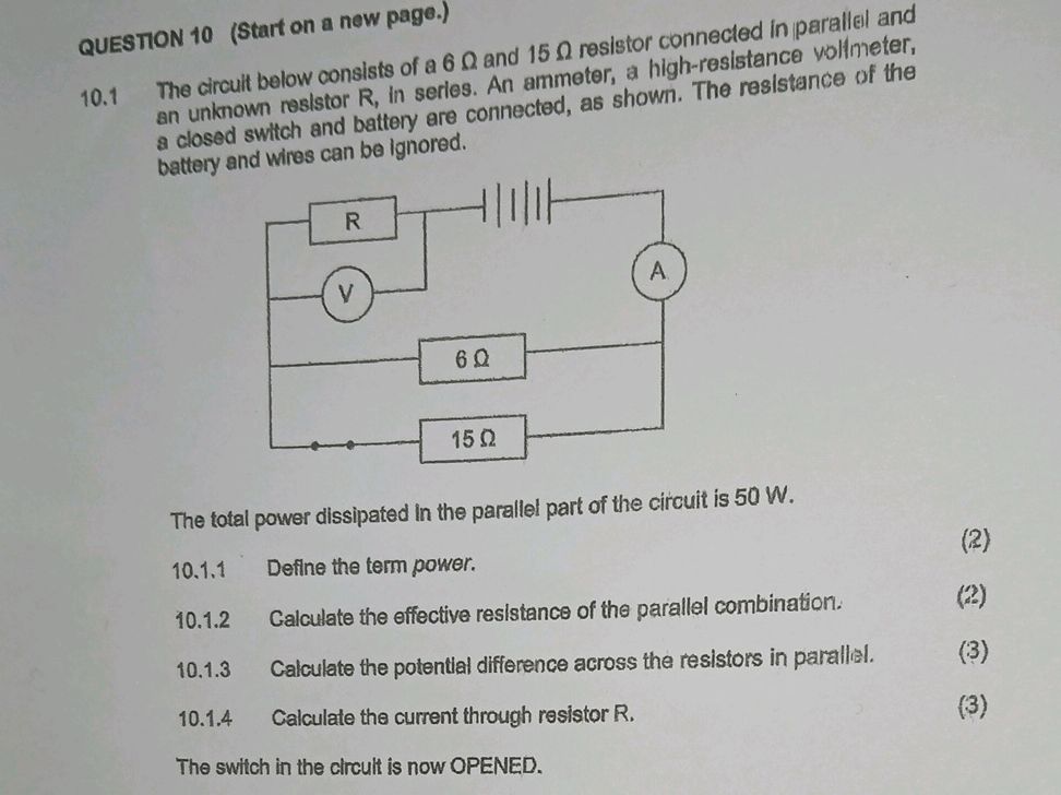 10. The circuit below consists of a 6 $ $ | StudyX