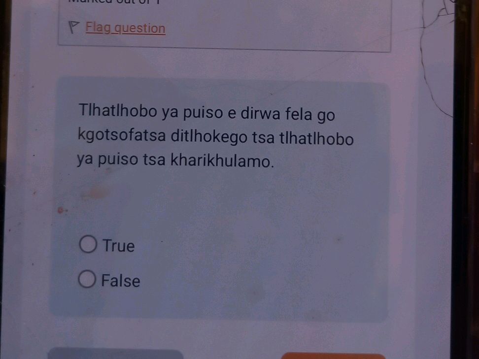 Tlhatlhobo ya puiso e dirwa fela go | StudyX
