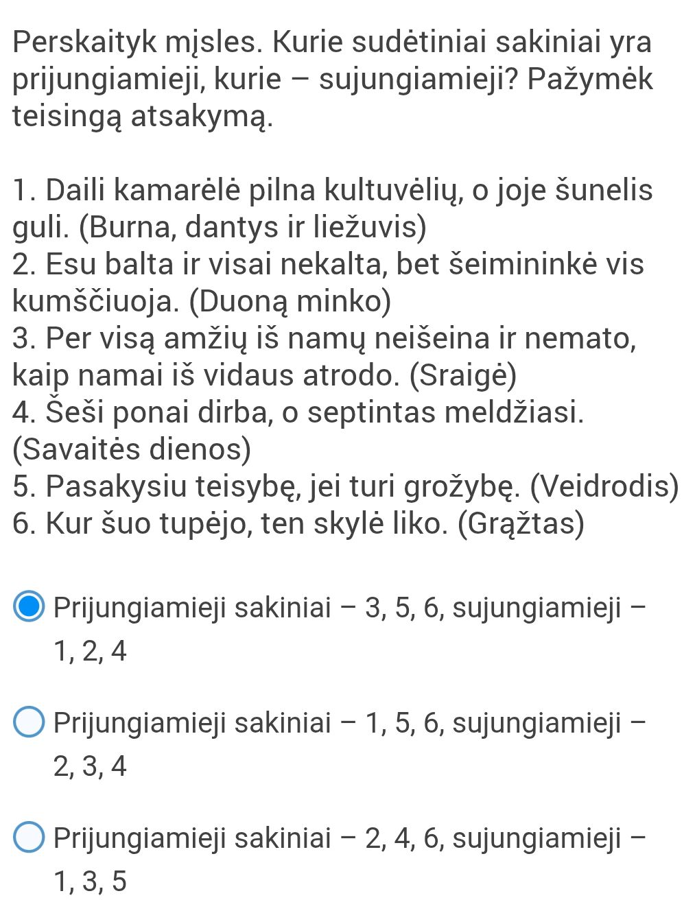 Perskaityk mįsles. Kurie sudėtiniai sakiniai | StudyX
