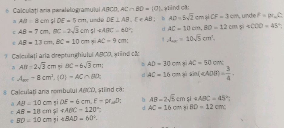 6 Calculați aria paralelogramului ABCD, $AC | StudyX