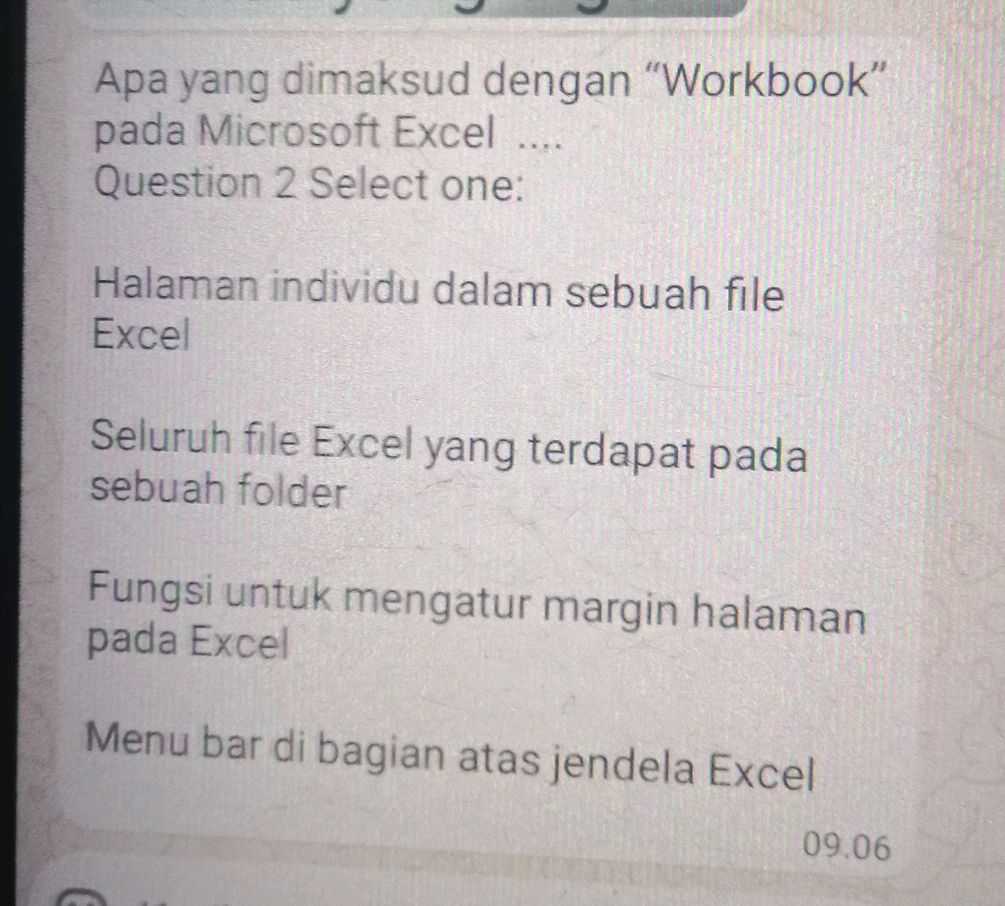 Apa yang dimaksud dengan "Workbook" pada | StudyX