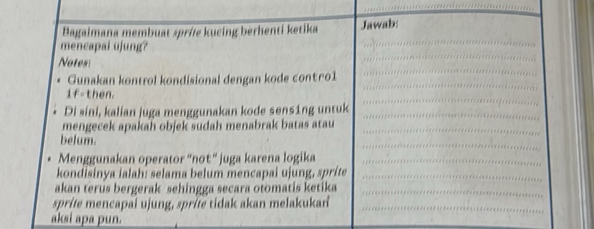 Bagaimana membuat sprite kucing berhenti | StudyX