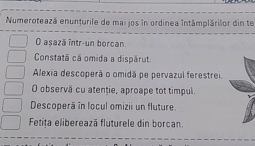Numerotează enunțurile de mai jos în ordinea | StudyX