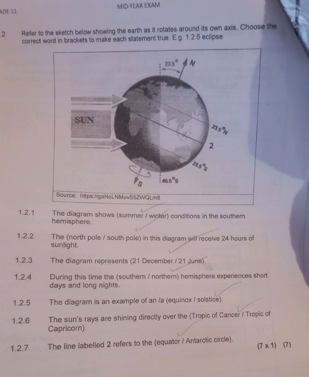 Refer to the sketch below showing the earth | StudyX