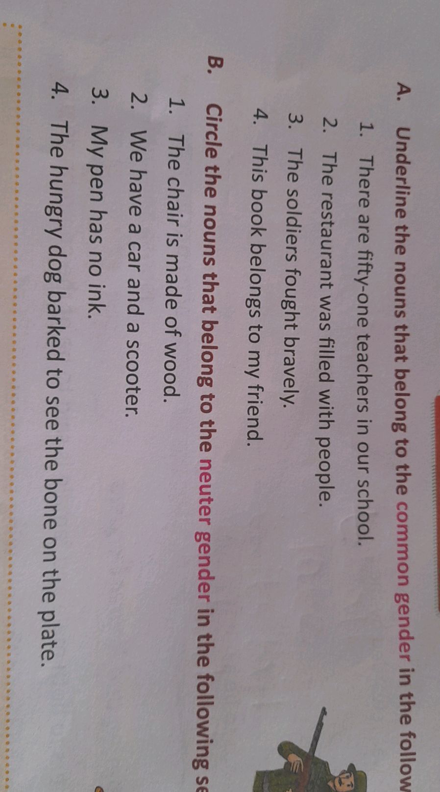 A. Underline the nouns that belong to the | StudyX