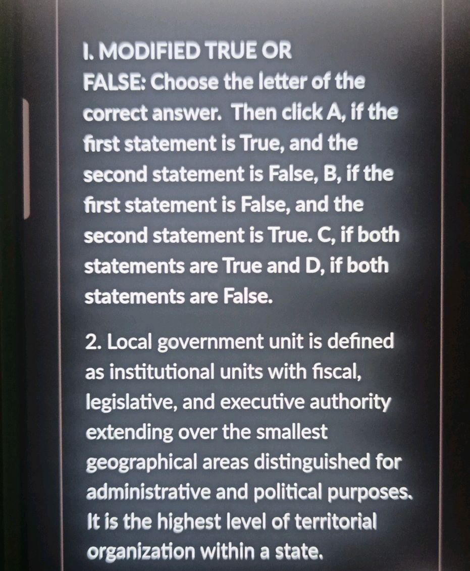 1. MODIFIED TRUE OR FALSE: Choose the letter | StudyX