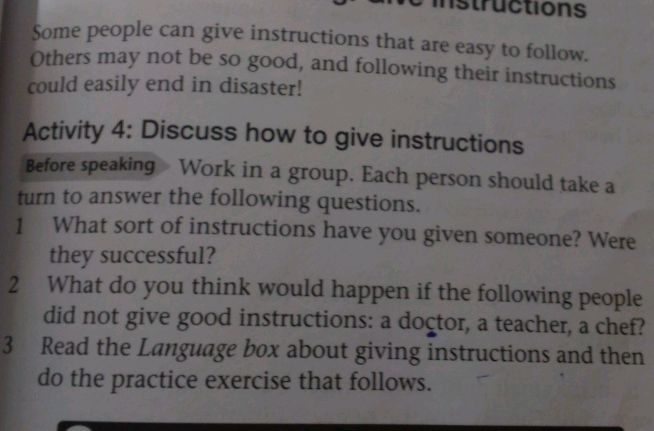 Activity 4: Discuss how to give instructions | StudyX