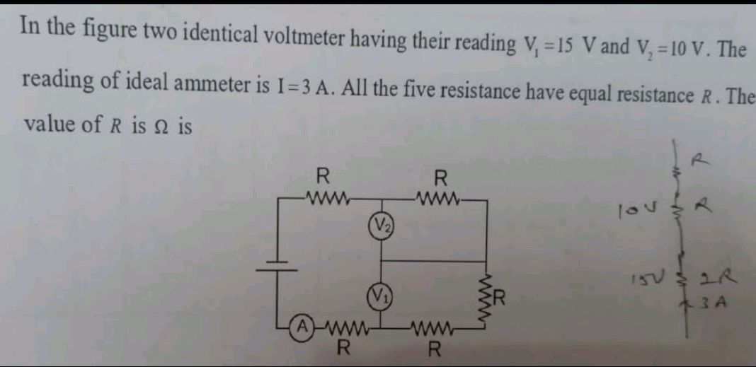 In the figure two identical voltmeter having | StudyX