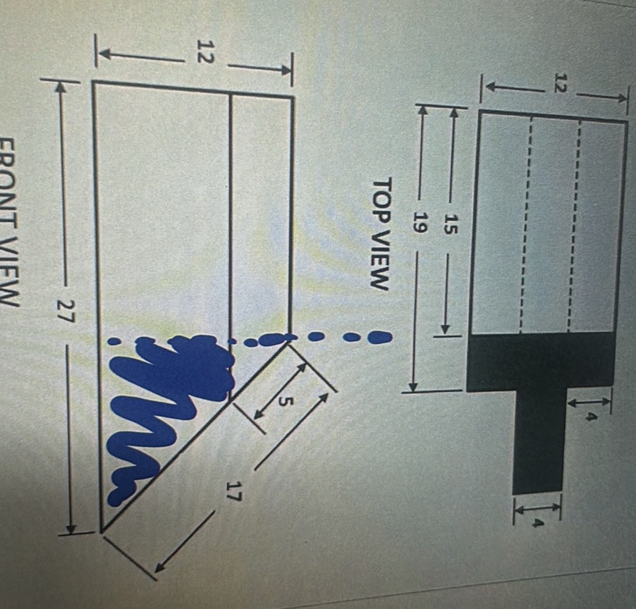 The image shows front and top views of a 3D | StudyX