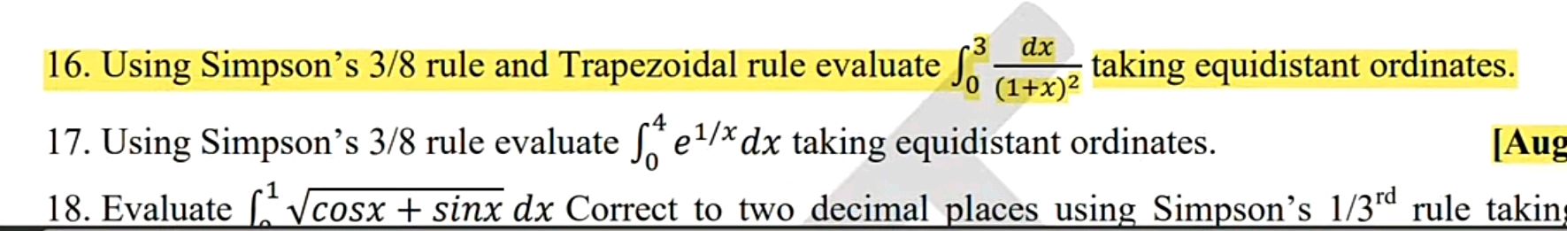 16. Using Simpson's 3/8 rule and Trapezoidal | StudyX