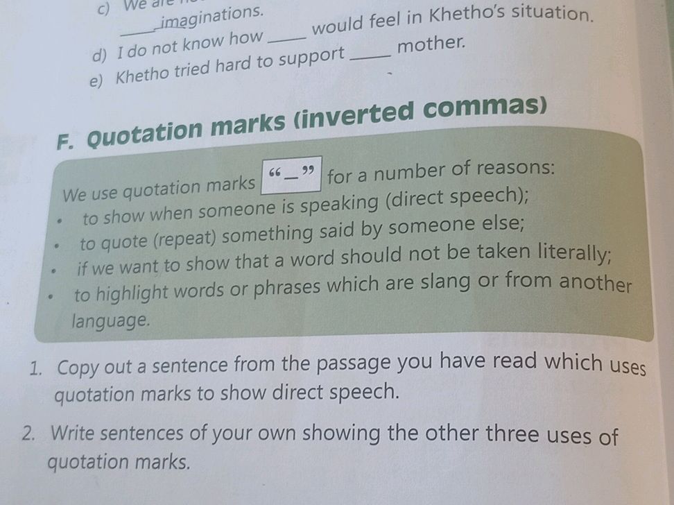 F. Quotation marks (inverted commas) We use | StudyX