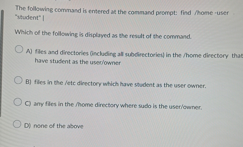 The following command is entered at the | StudyX