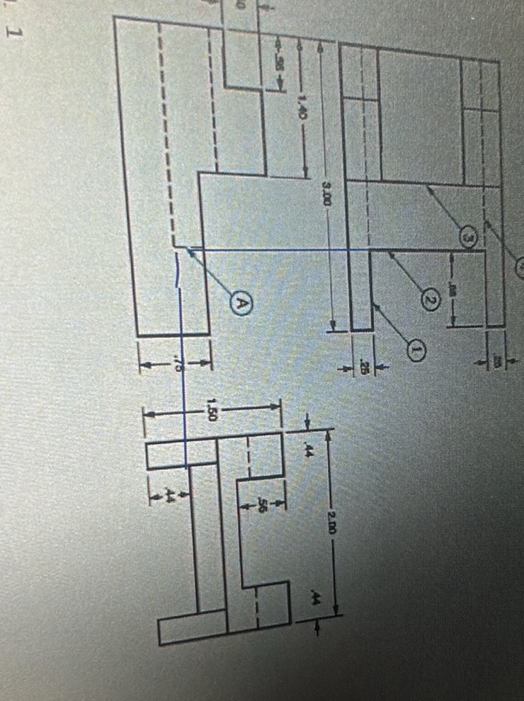 The image shows a 2D engineering drawing | StudyX