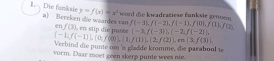 1. Die funksie $y = f(x) = x^2$ word die | StudyX
