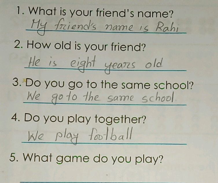 1. What is your friend's name? My friend's | StudyX