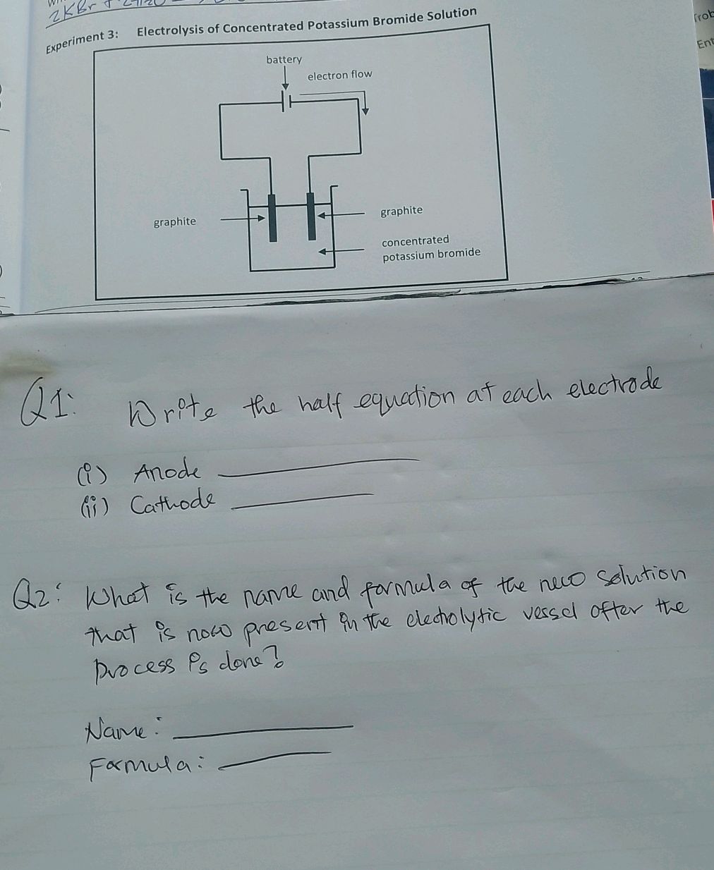 Q1: Write the half equation at each | StudyX