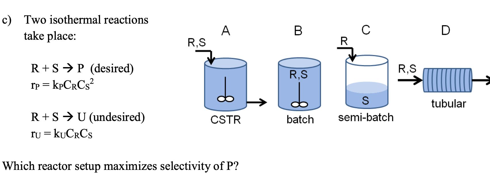 c) Two isothermal reactions take place: $R | StudyX
