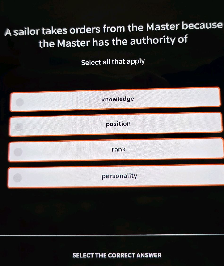 A sailor takes orders from the Master | StudyX