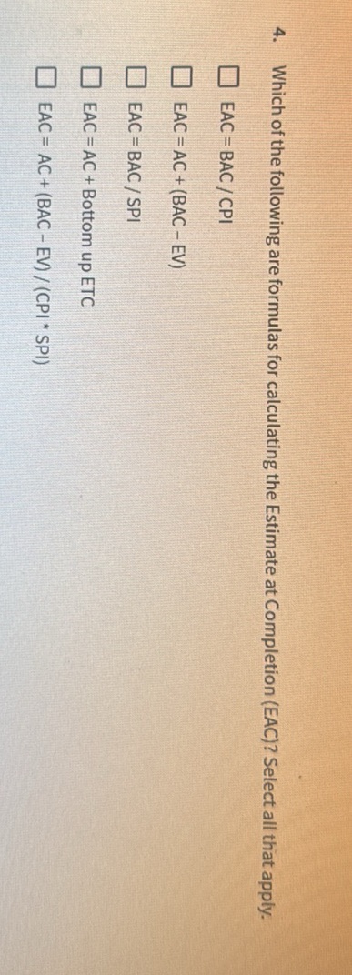 4. Which of the following are formulas for | StudyX