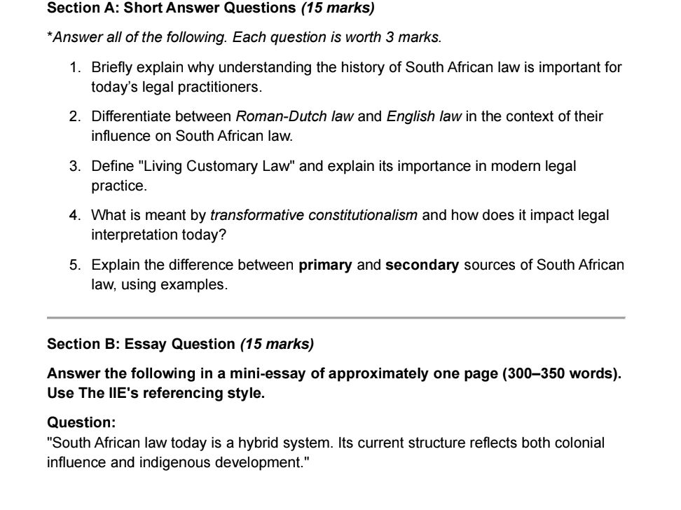 Section A: Short Answer Questions (15 marks) | StudyX