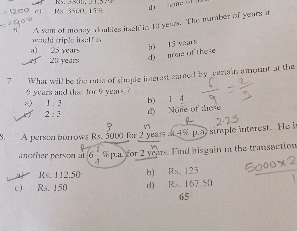 6. A sum of money doubles itself in 10 | StudyX