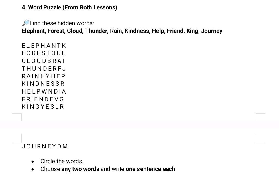 4. Word Puzzle (From Both Lessons) Find | StudyX
