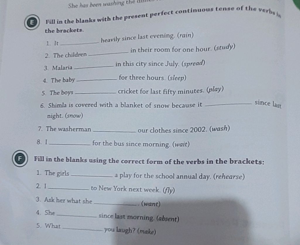 Fill in the blanks with the present perfect | StudyX