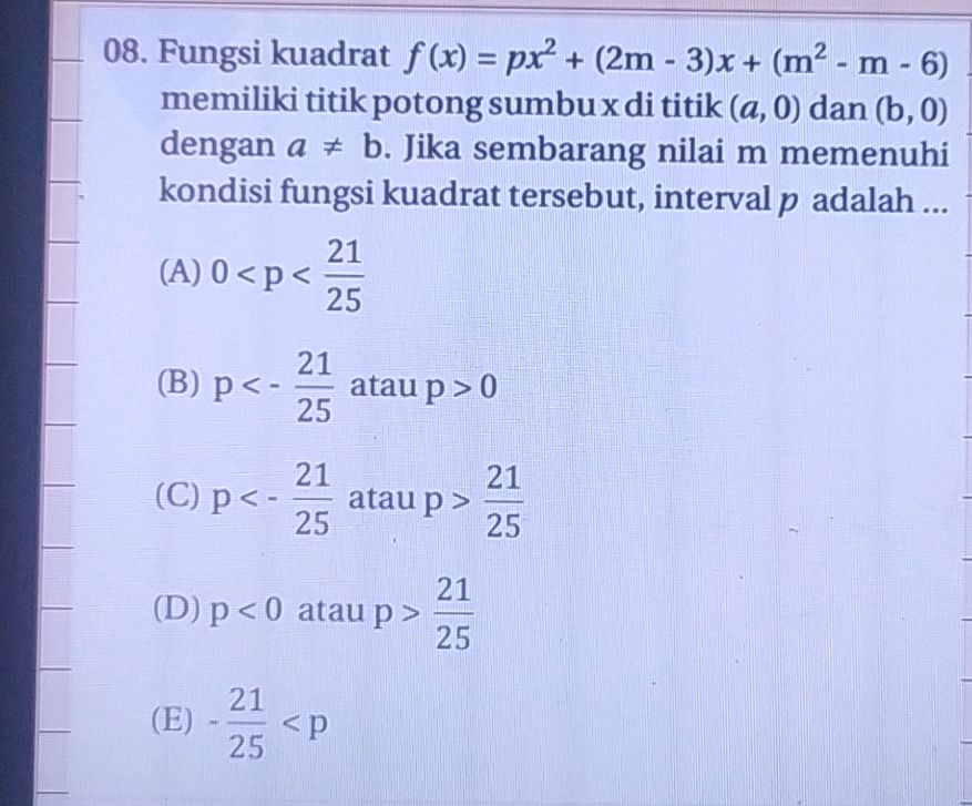 08. Fungsi kuadrat $f(x) = px^2 + (2m - 3)x | StudyX