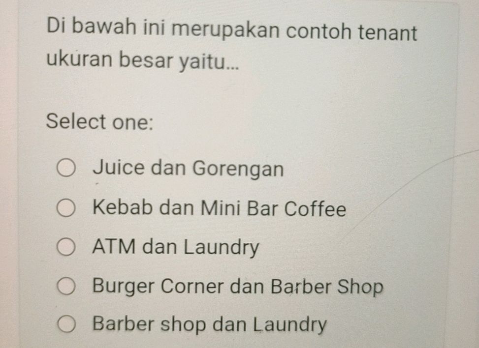 Di bawah ini merupakan contoh tenant ukuran