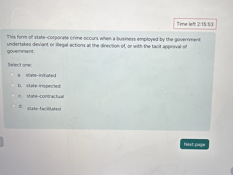 This form of state-corporate crime occurs | StudyX
