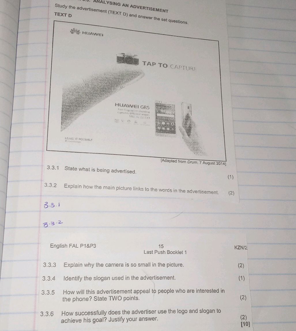 Study the advertisement (TEXT D) and answer | StudyX