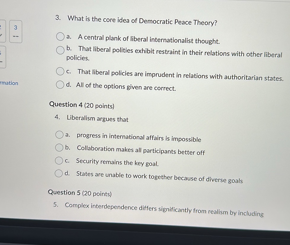3. What is the core idea of Democratic Peace | StudyX