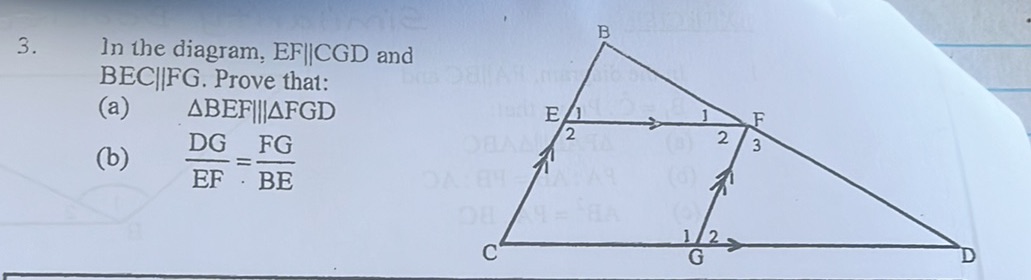 In the diagram, EF||CGD and BEC||FG. Prove | StudyX