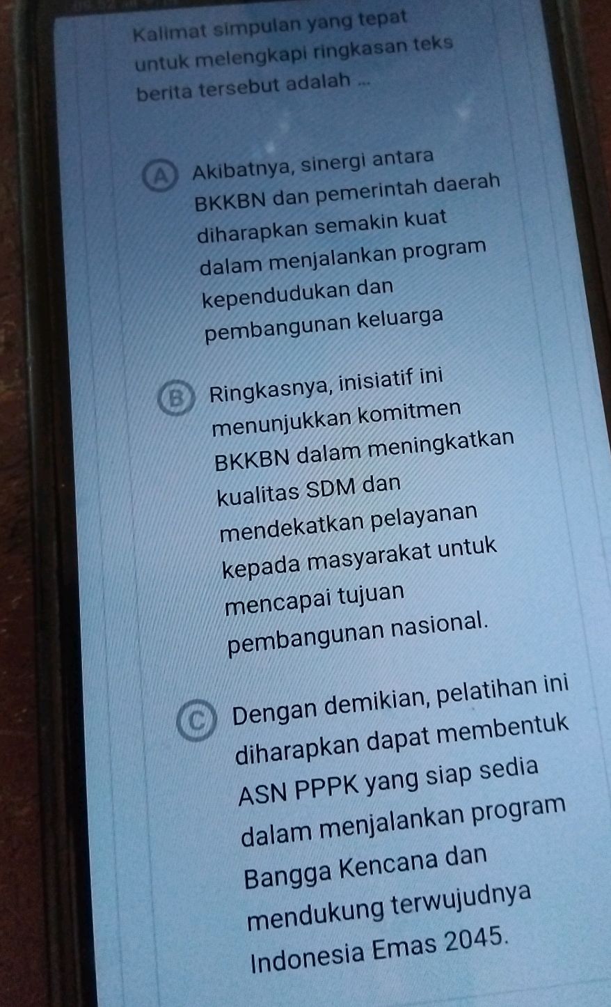 Kalimat simpulan yang tepat untuk melengkapi | StudyX