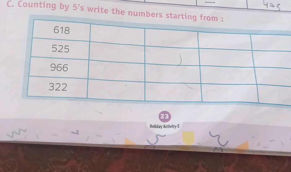 C. Counting by 5's write the numbers | StudyX