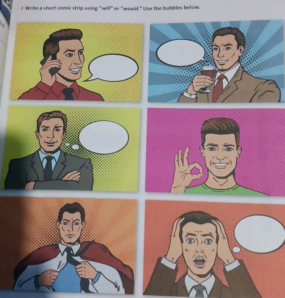 F Write a short comic strip using "will" or | StudyX
