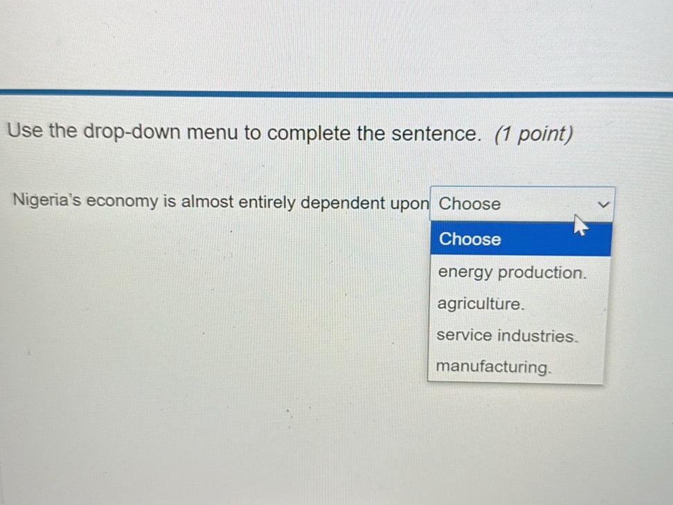Use the drop-down menu to complete the | StudyX