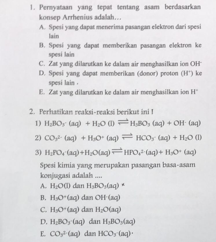 1. Pernyataan yang tepat tentang asam | StudyX