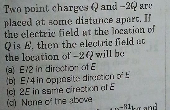 Two point charges Q and -2Q are placed at | StudyX