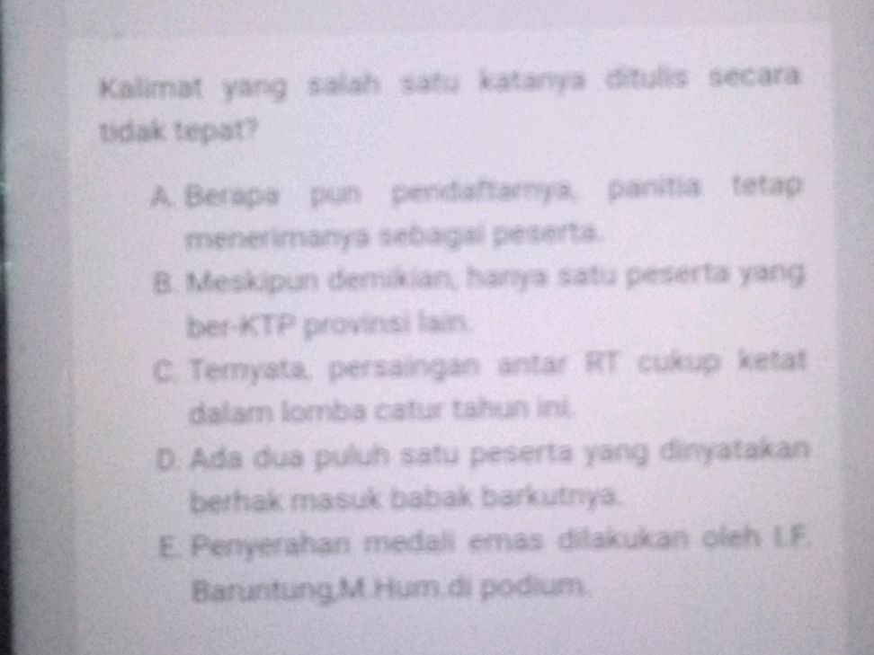 Kalimat yang salah satu katanya ditulis | StudyX