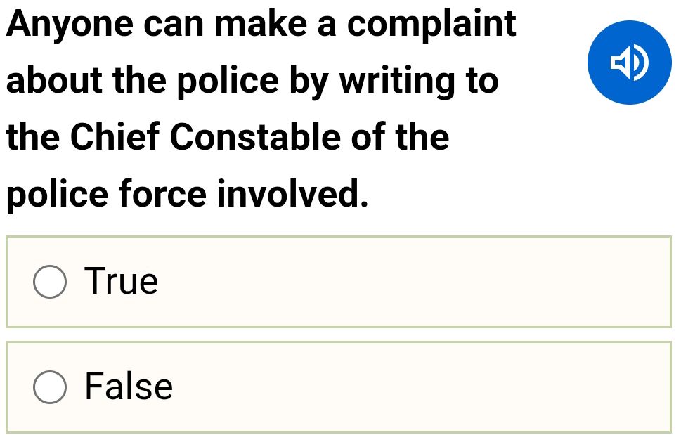 Anyone can make a complaint about the police | StudyX