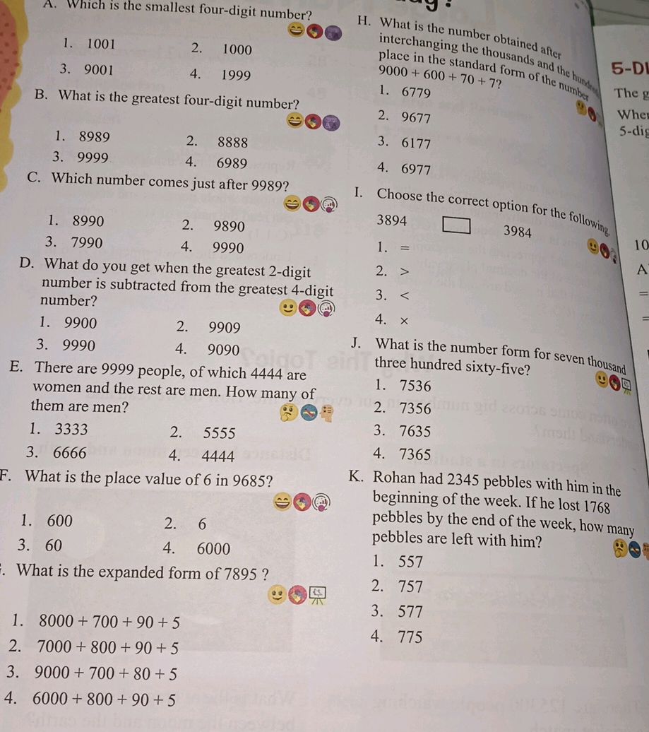 A. Which is the smallest four-digit number? | StudyX