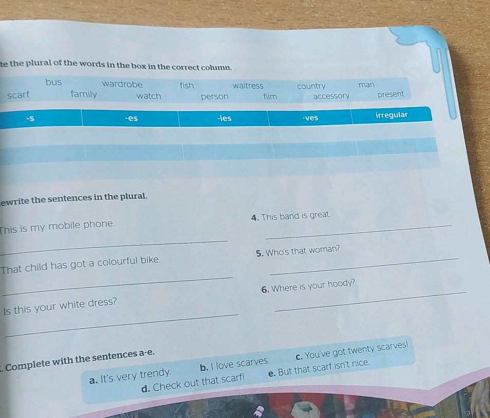 Complete the plural of the words in the box | StudyX
